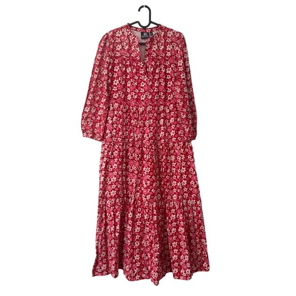 Madison Mathews | Dresses | Madison Mathews Red Pink Floral Long Sleeve ...